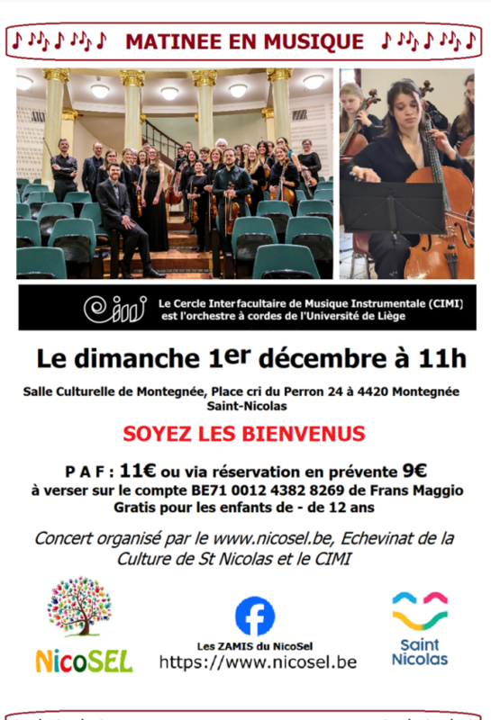 Concerts Musique classique: Matinée en musique - Saint-Nicolas (Liège)