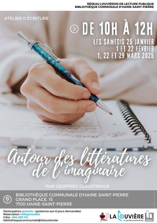 Stages,cours Adultes/ Divers: Atelier d'écriture - Haine-Saint-Pierre ...